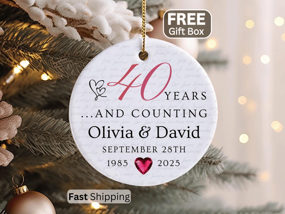 40th Anniversary Ornament, Ruby 40th Anniversary Christmas Ornament ...