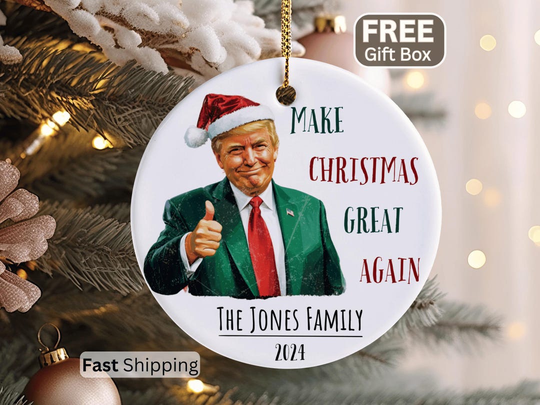 Personalized Trump Christmas Gift for Republican Family Name Ornament ...