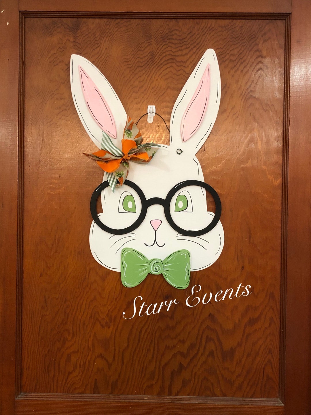 Bunny Head Door Hanger. Bunny With Glasses Easter Decor. Easter Bunny ...