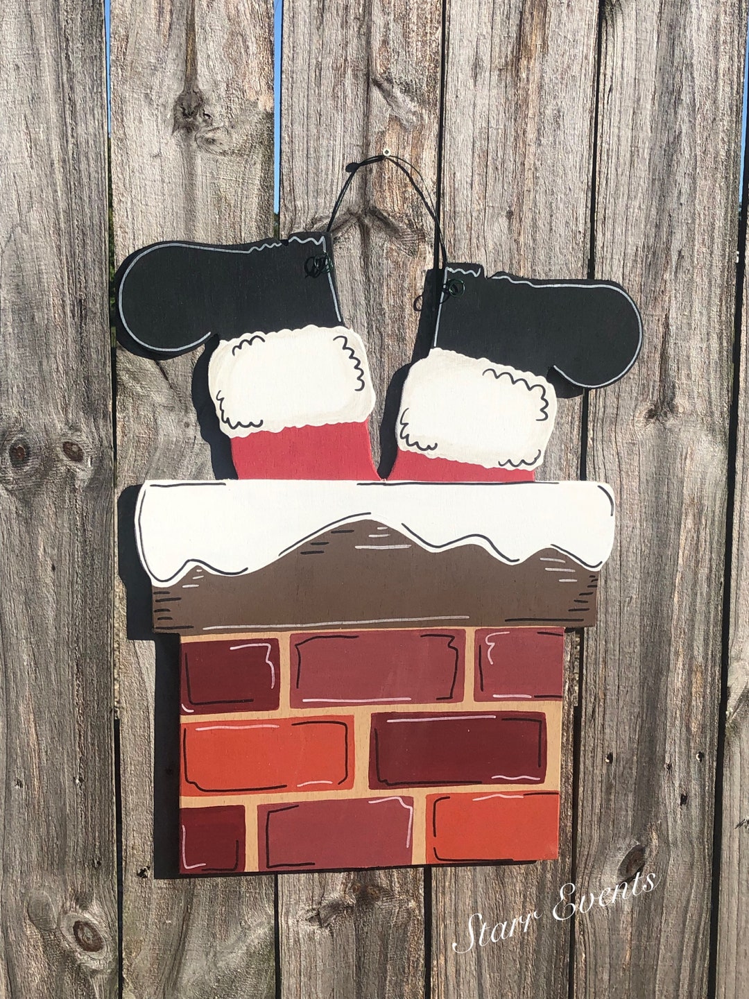 Santa in a Chimney Christmas Door Hanger. Santa Door Hanger. Christmas ...