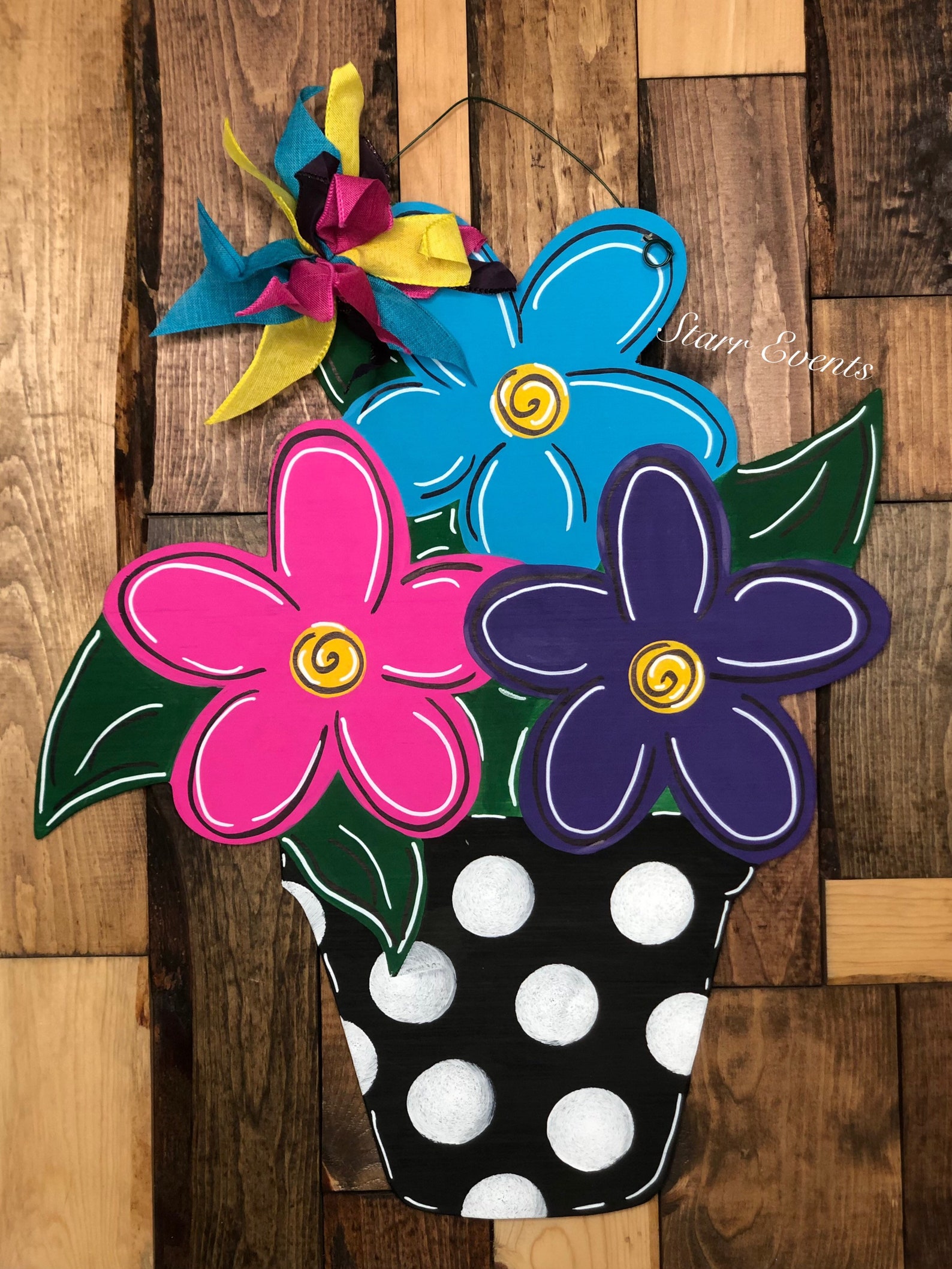 Pot of Flowers Door Hanger. Spring Door Hanger. Summer Door Hangers ...