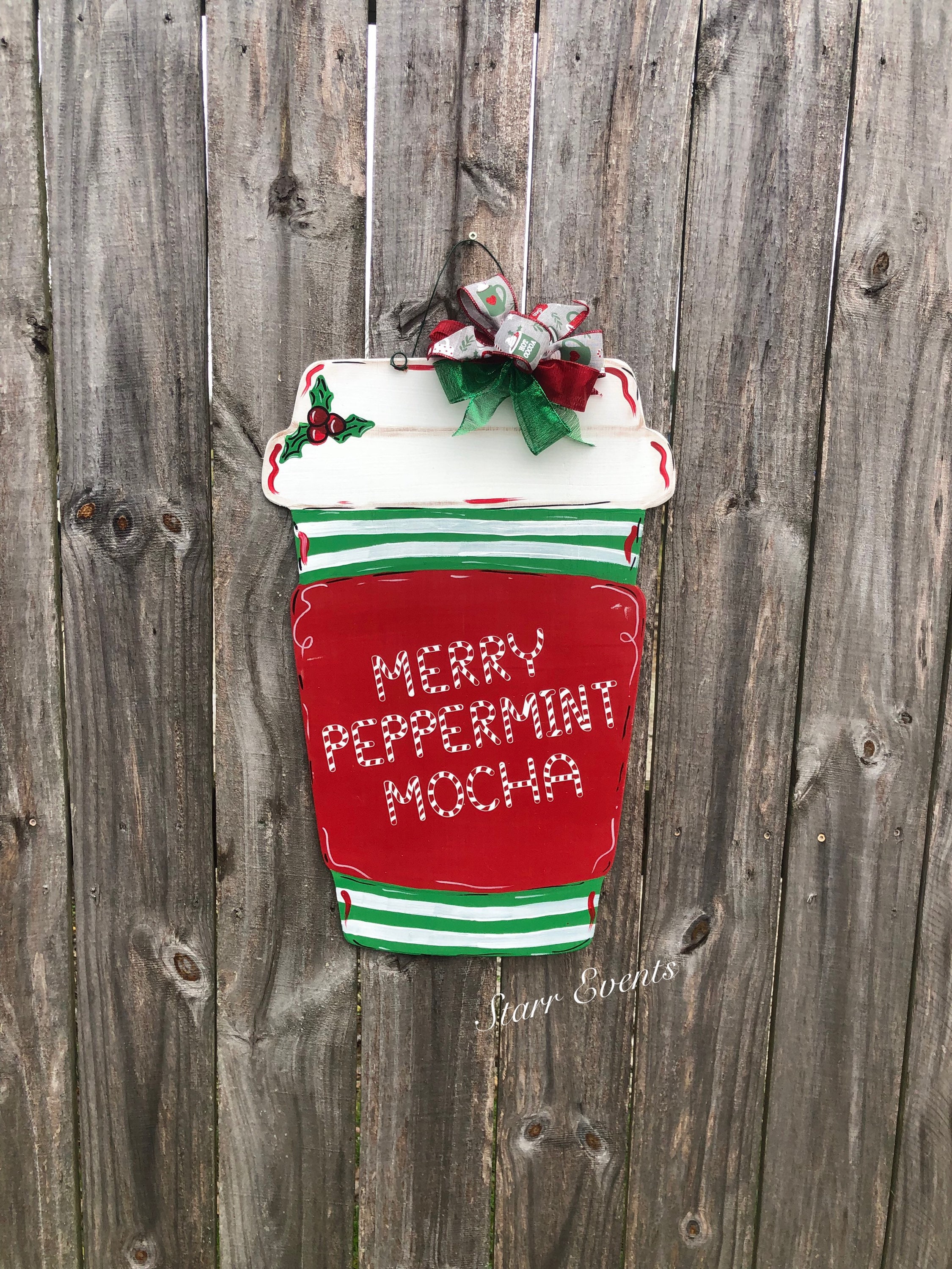 Christmas Door Hanger Christmas Latte Door Hanger Merry Peppermint ...