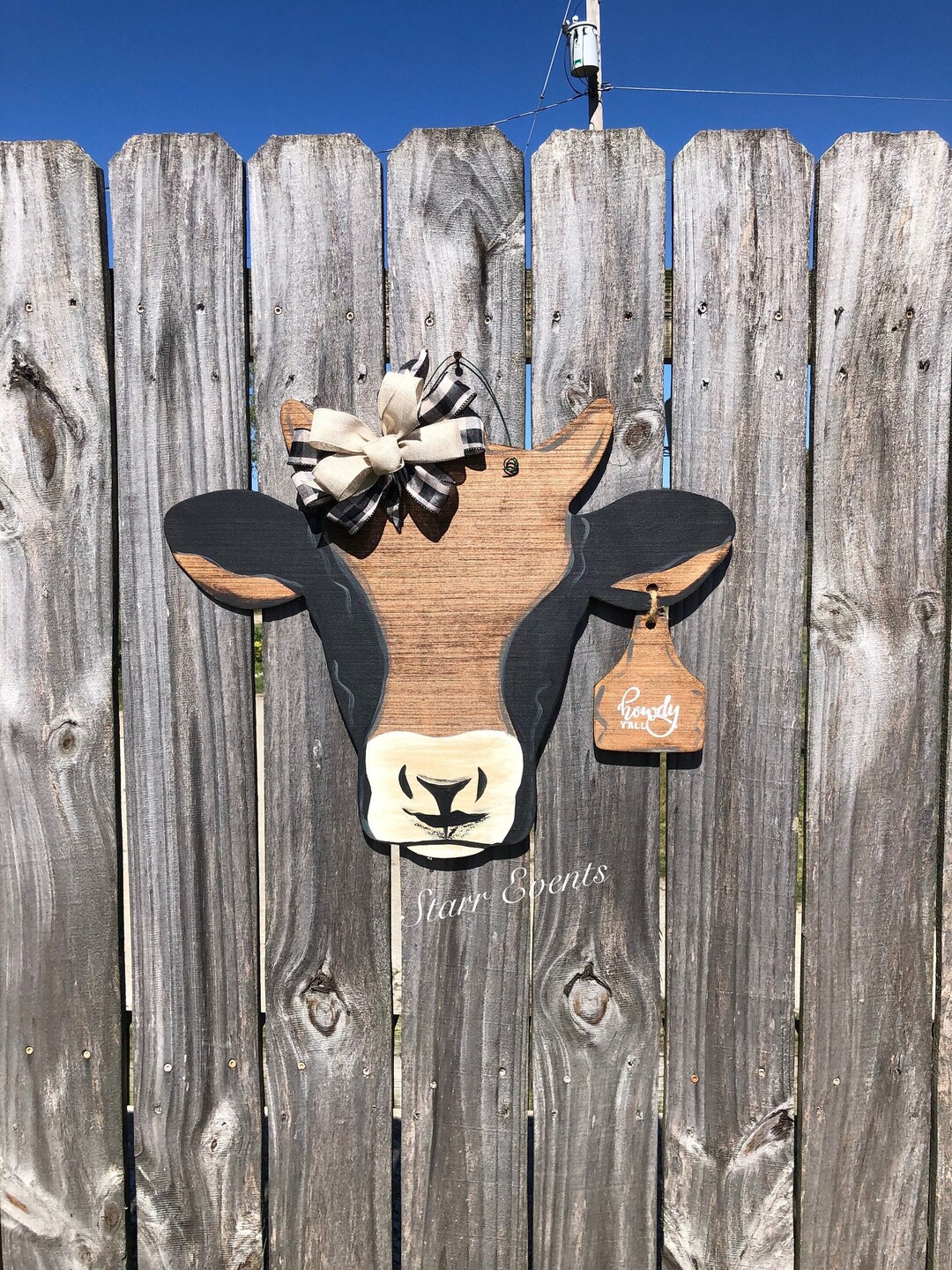Cow Door Hanger. Farmhouse Decor. Cow Print Door Hanger. Cow and Tag ...