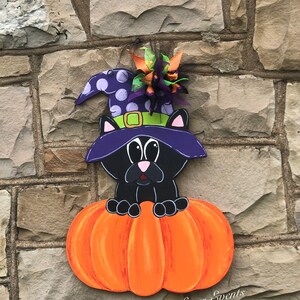 Black Cat Door Hanger. Fall Decor. Fall Decorations. Black Cat Decor ...