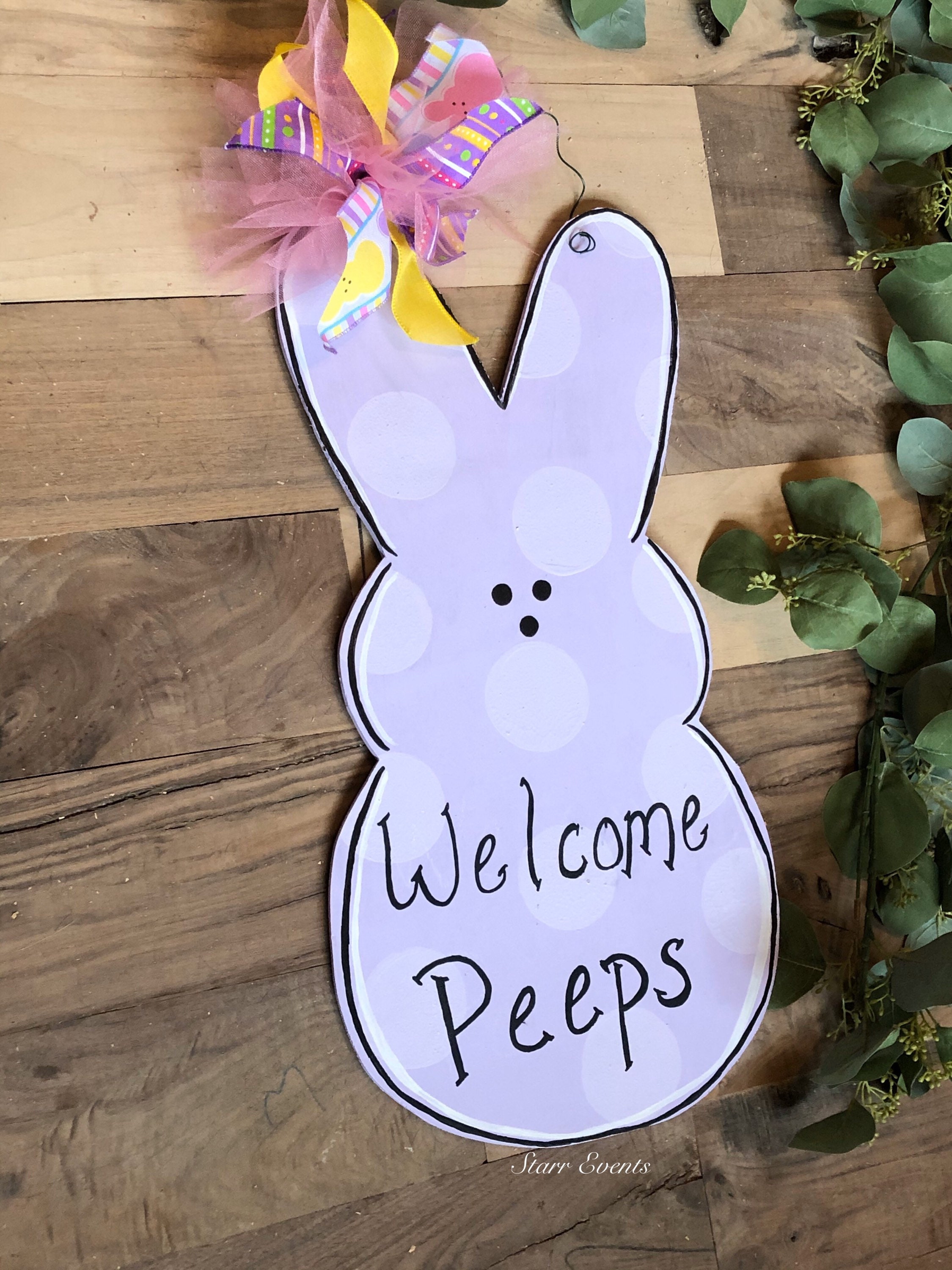 Easter Door Hanger Easter Decorations. Welcome Peeps Door Hanger ...
