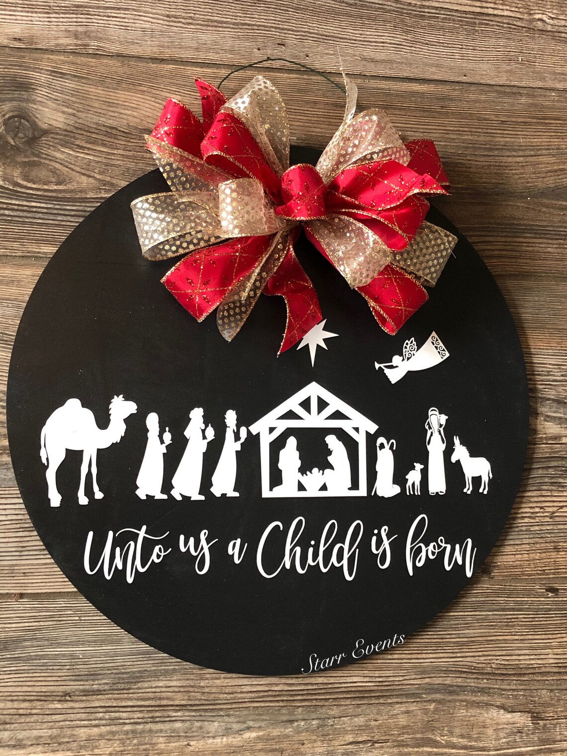 Nativity Door Hanger. Round Nativity Christmas Door Hanger - Etsy