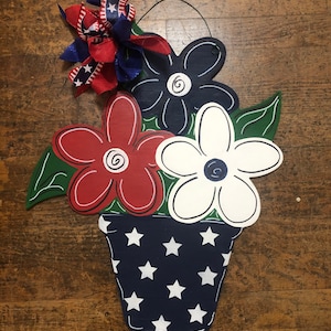 Pot of Flowers Door Hanger. Spring Door Hanger. Summer Door Hangers ...
