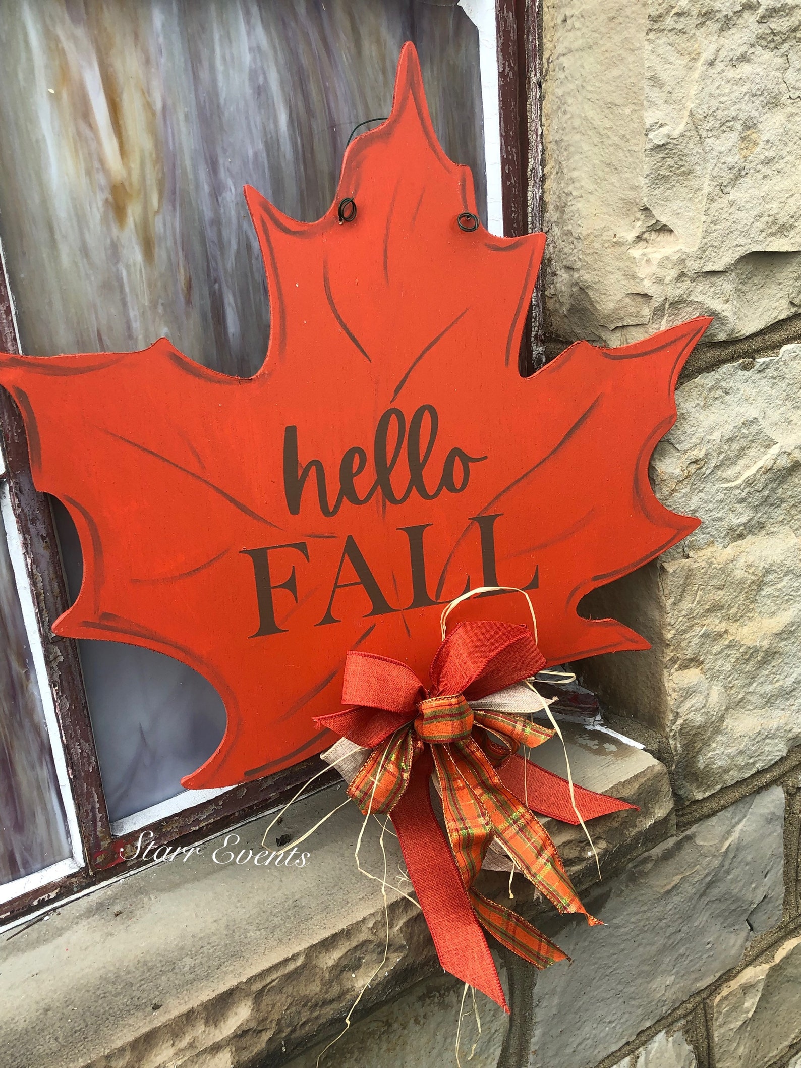Hello Fall Door Hanger Fall Signs. Fall Decor. Maple Leaf Door Hangers ...