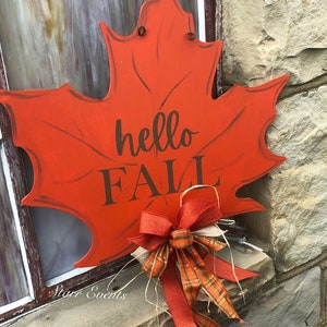 Hello Fall Door Hanger Fall Signs. Fall Decor. Maple Leaf Door Hangers ...
