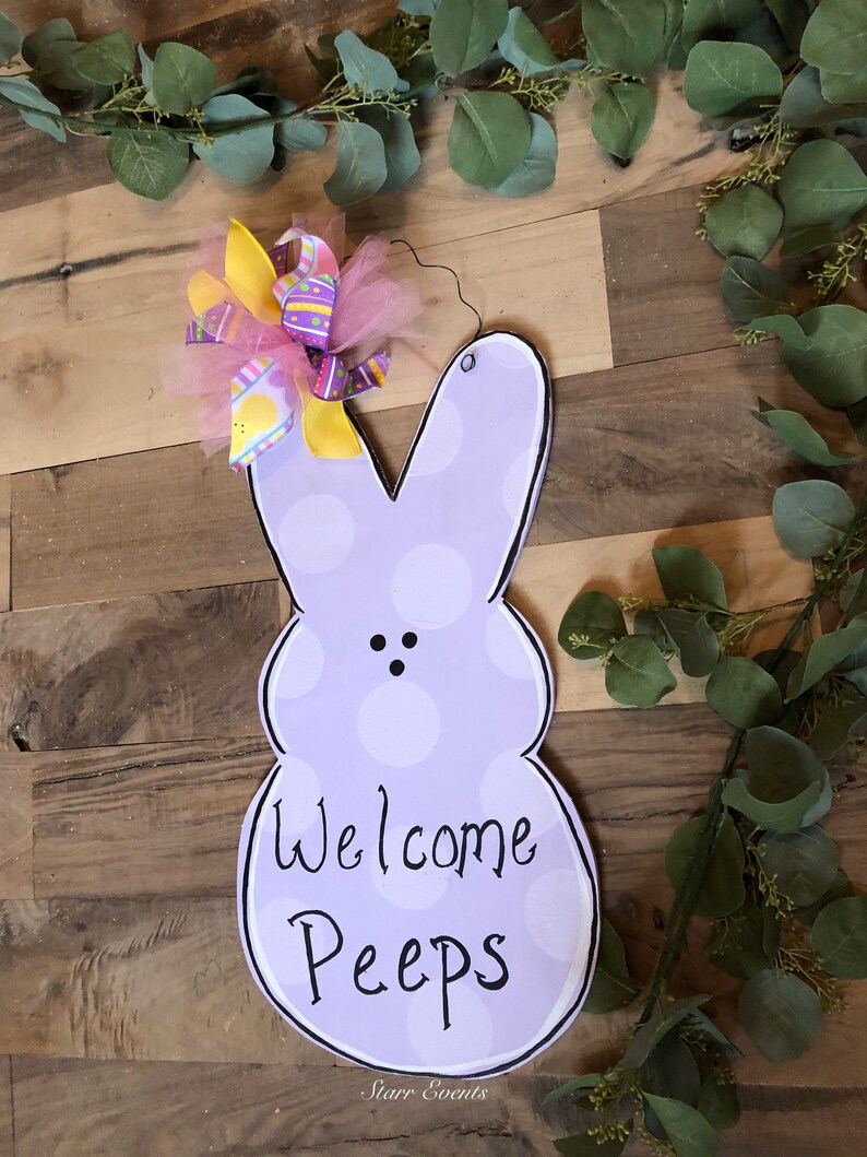 Easter Door Hanger Easter Decorations. Welcome Peeps Door Hanger ...