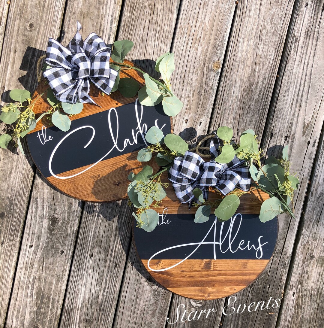 Personalized Door Hanger. Customized Last Name Sign. Front Door Wreath ...