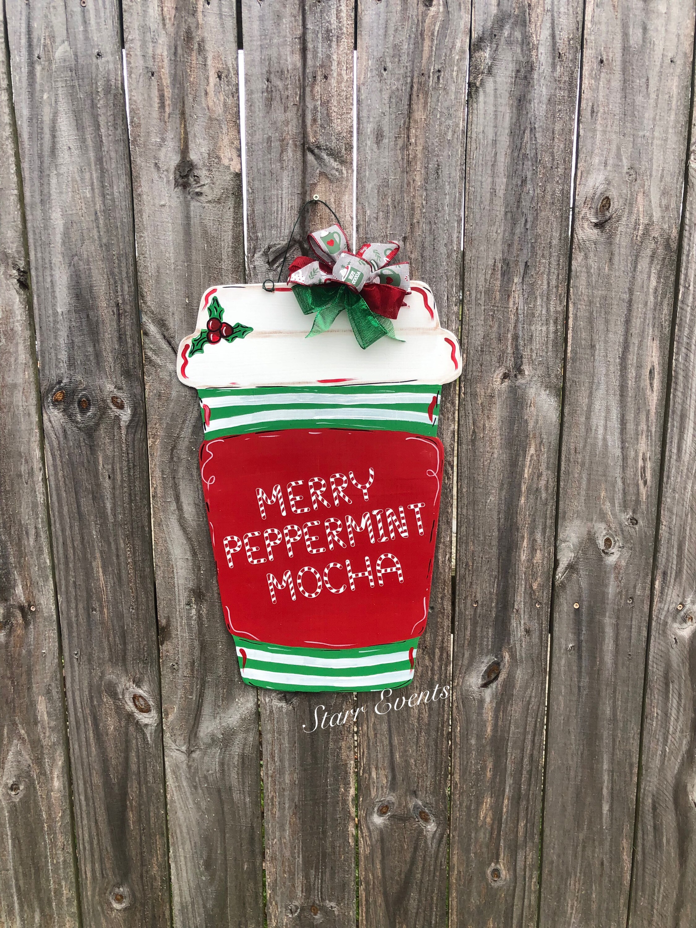Christmas Door Hanger Christmas Latte Door Hanger Merry Peppermint ...