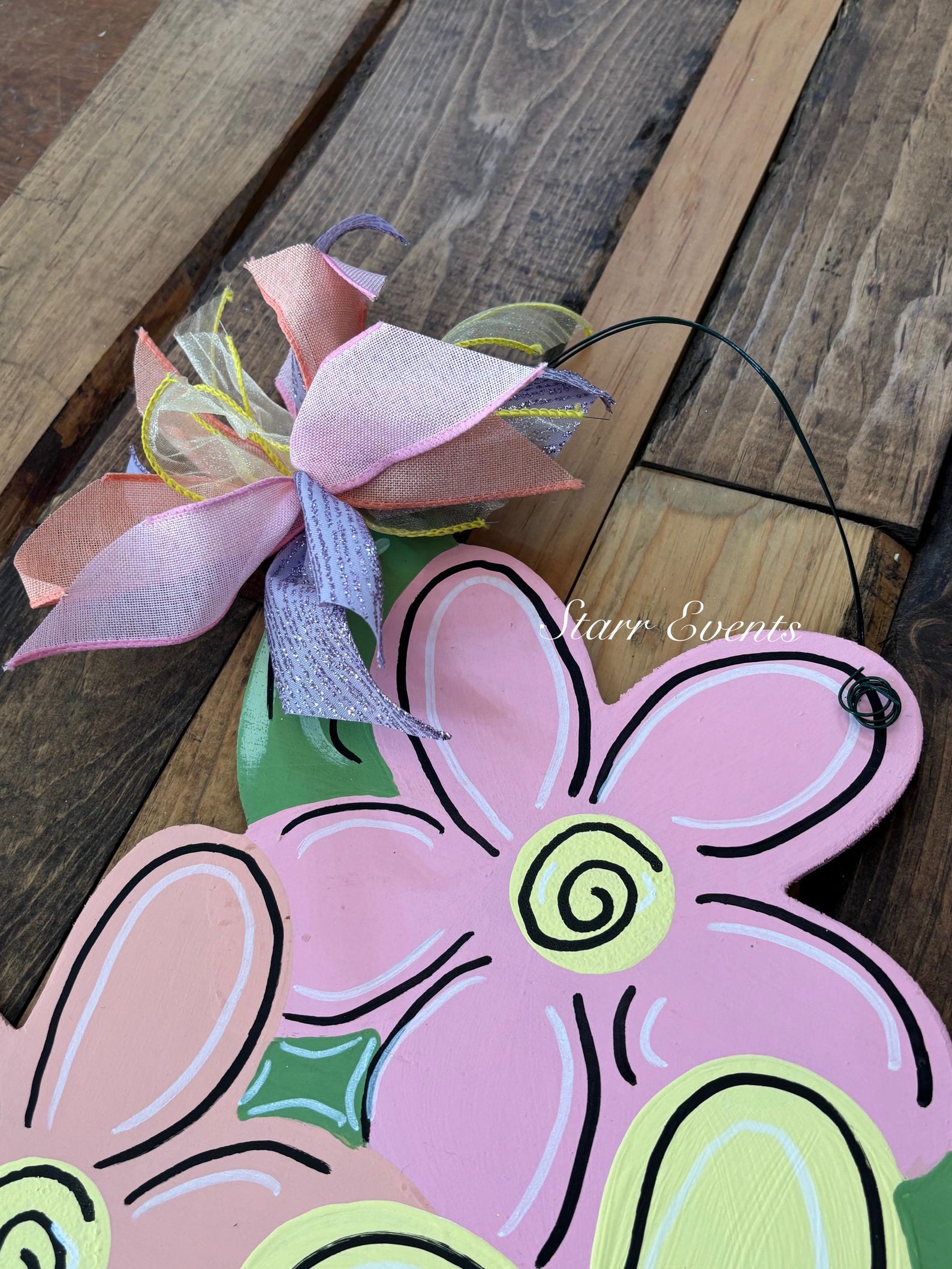 Pot of Flowers Door Hanger. Pastel Color Spring Door Hanger. Summer ...