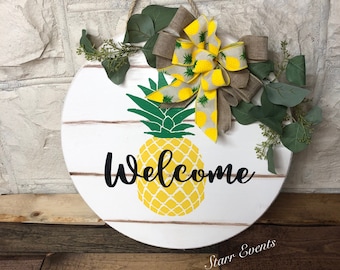 Pineapple Welcome Decor Pineapple Door Hanger Pineapple - Etsy