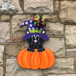 Black Cat Door Hanger. Fall Decor. Fall Decorations. Black Cat Decor ...