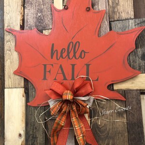 Hello Fall Door Hanger Fall Signs. Fall Decor. Maple Leaf Door Hangers ...