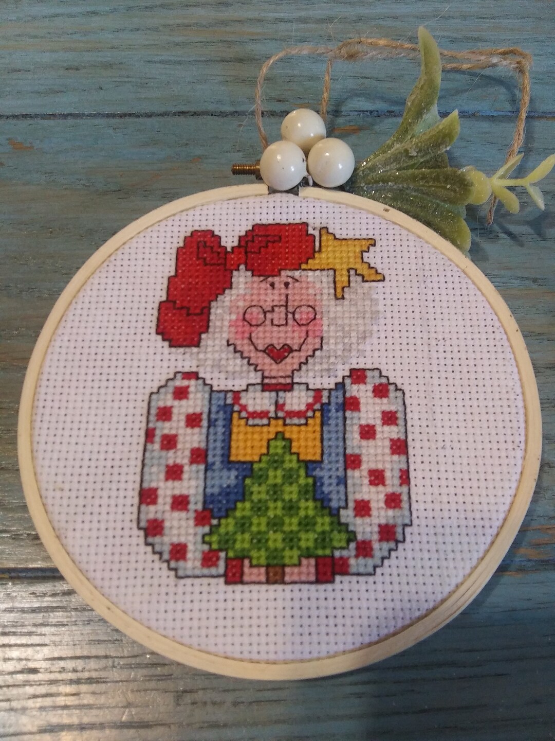 Cross Stitch, Christmas, Miss Clause, Santa, Ornament - Etsy