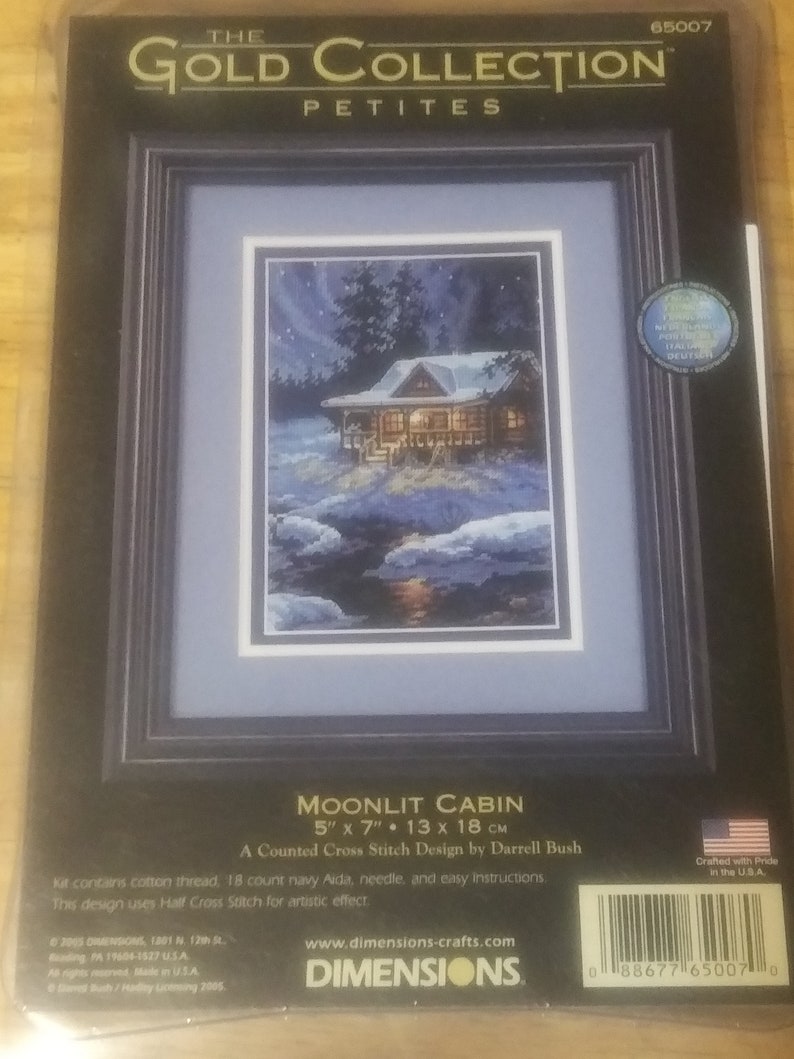 Cross Stitch Kit, Moonlit Cabin, Cabin, Snow, Dimensions Gold ...