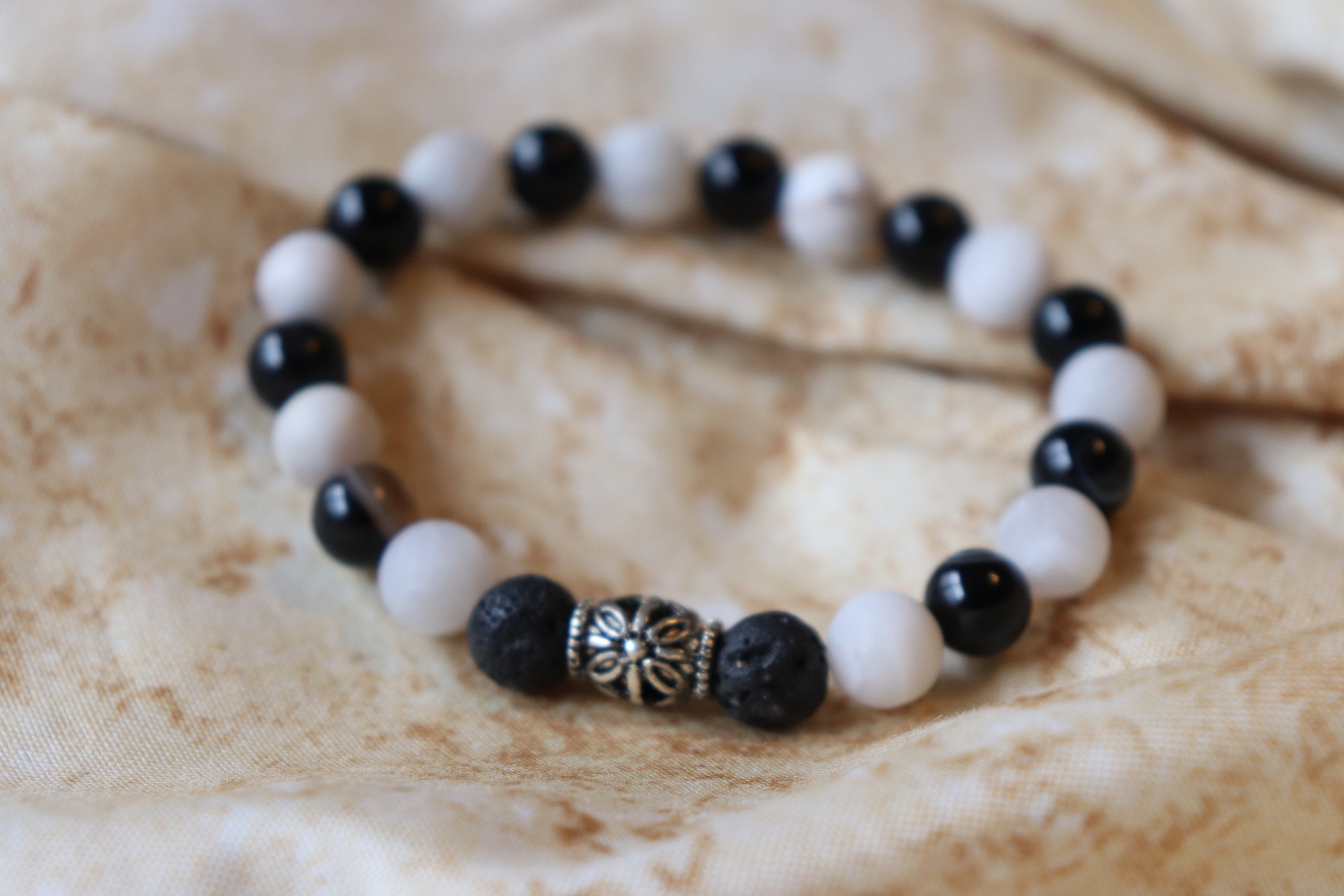 Memento Mori Gemstone Beaded Stretch Bracelet white Lace - Etsy