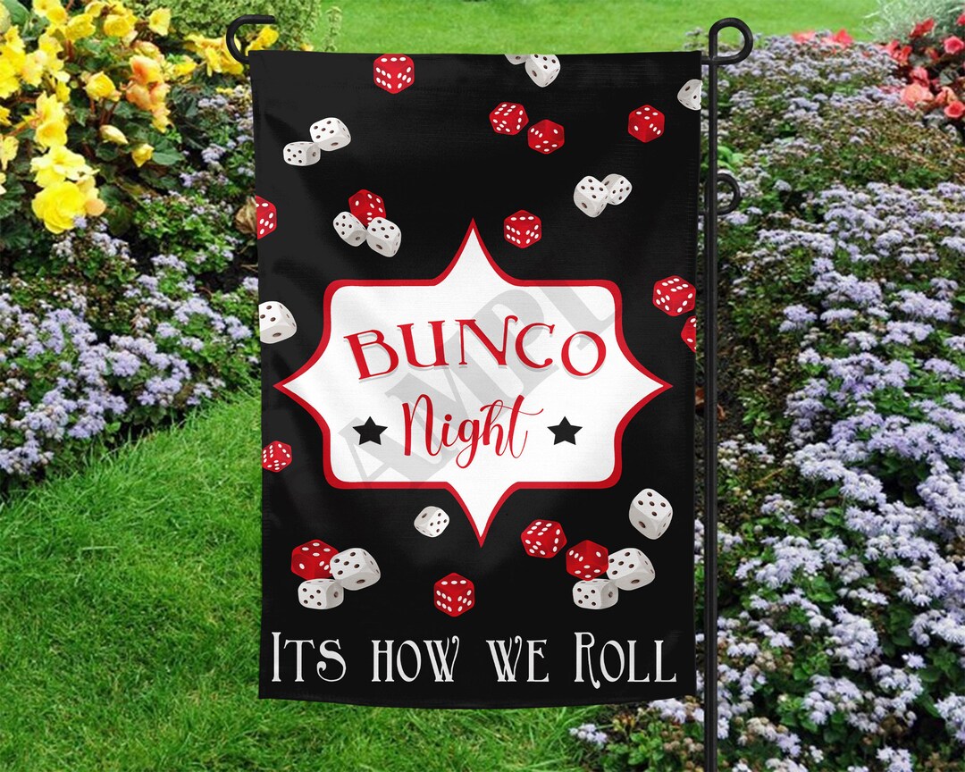 Bunco Black White Red Dice Garden Flag Template SUBLIMATION DIGITAL ...