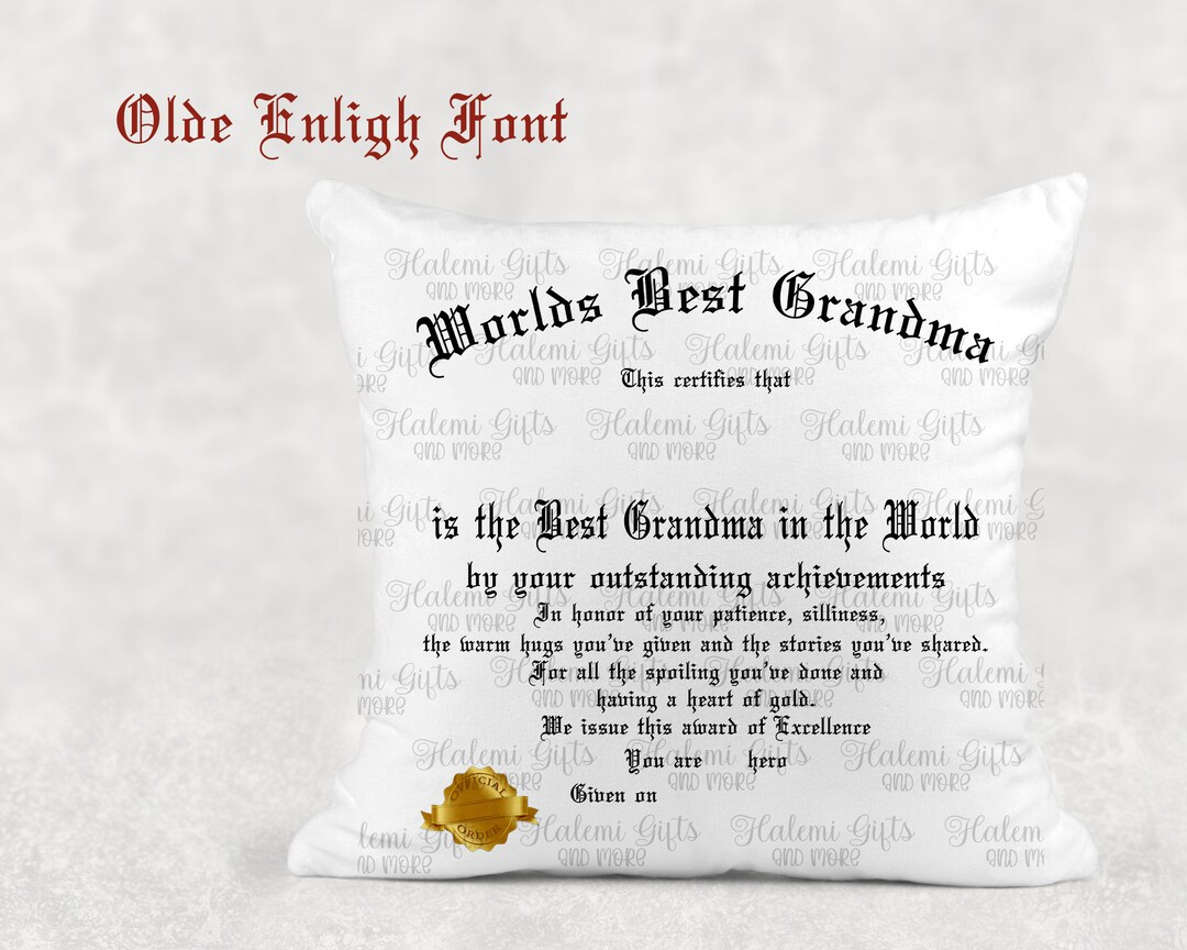 Worlds Best Grandma Certificate Template for Mug Pillow to Personalize ...
