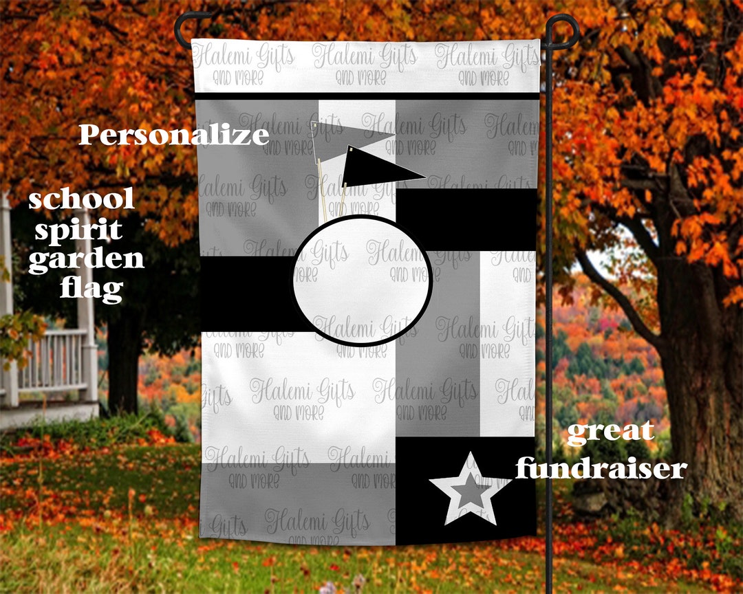 Black White and Gray School Spirit Garden Flag DESIGN ONLY Customize ...