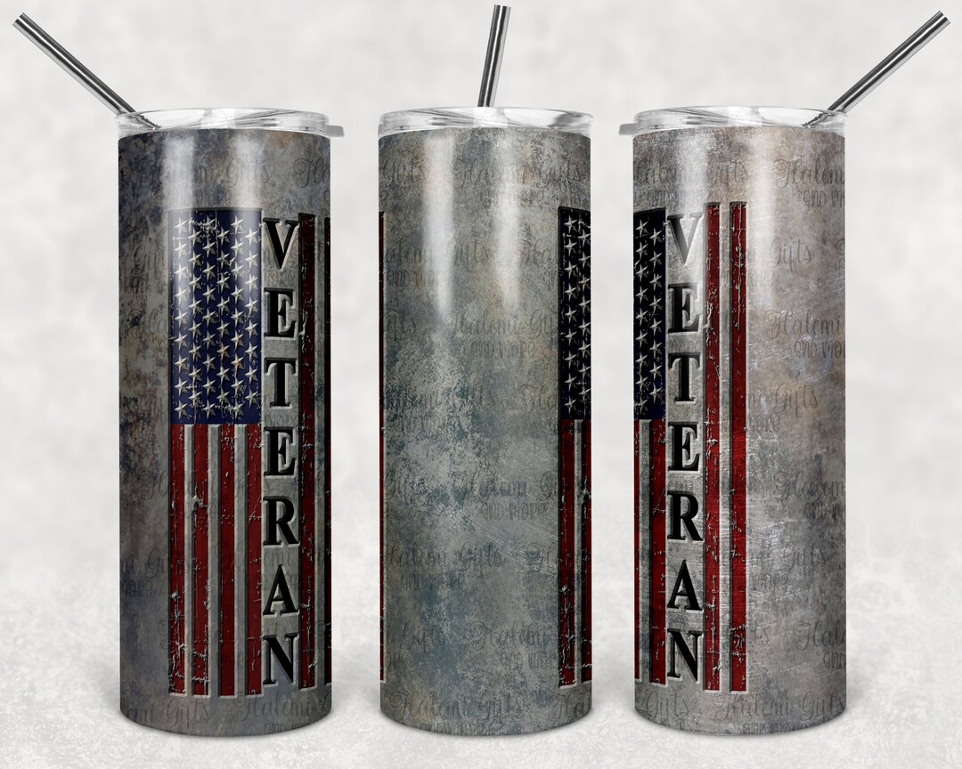 Vetern Embossed Metal Distressed Flag 20 Oz. Tumbler DESIGN ONLY ...