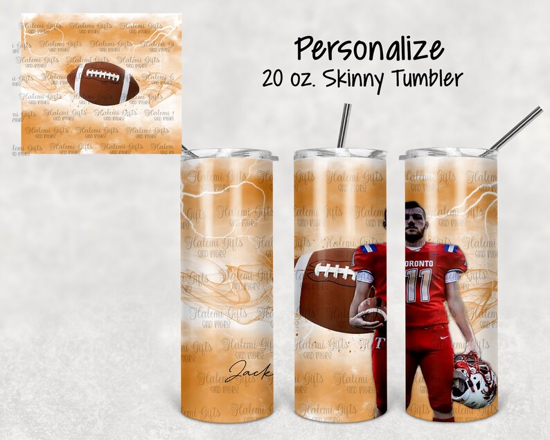 Football Bundle of 5 Colors Add Photo and Name 20 Oz. Tumbler - Etsy