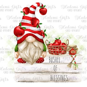 Apple Gnome and Books Farmhouse DESIGN ONLY Sublimation Digital ...