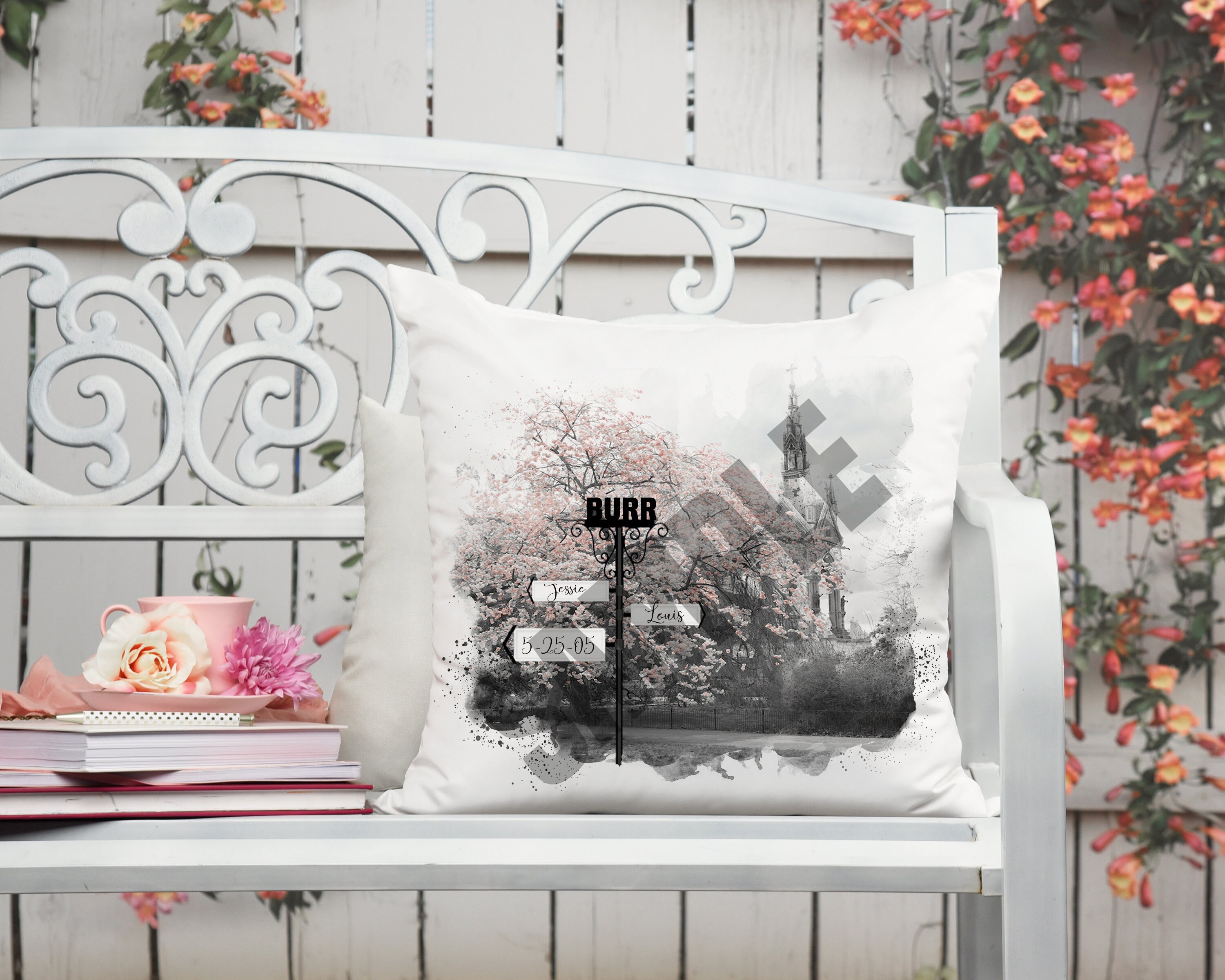 Cherry Blossom With Church Full Color 4-sign Template - Etsy