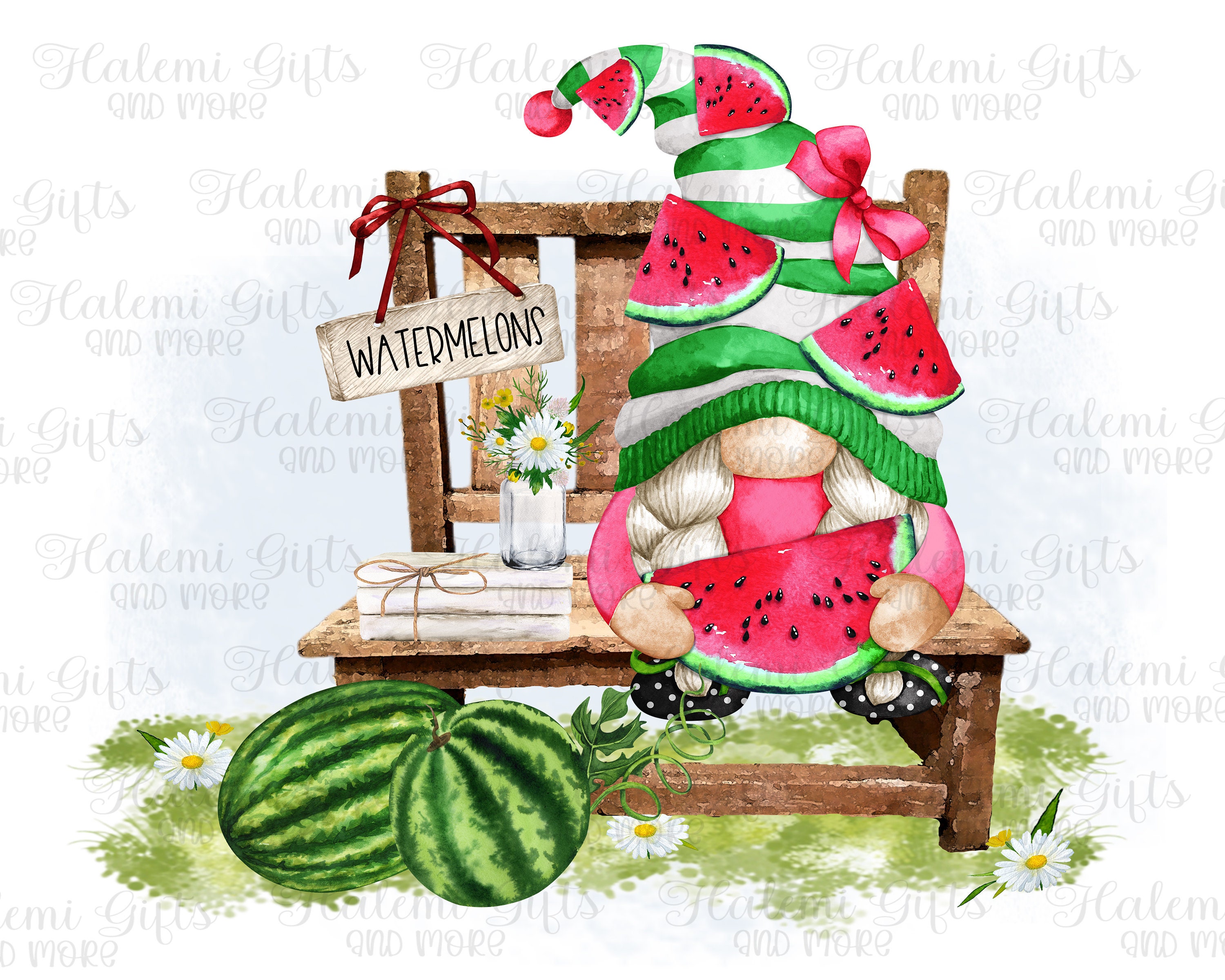Watermelon Gnome Bench DESIGN ONLY Sublimation Digital | Etsy
