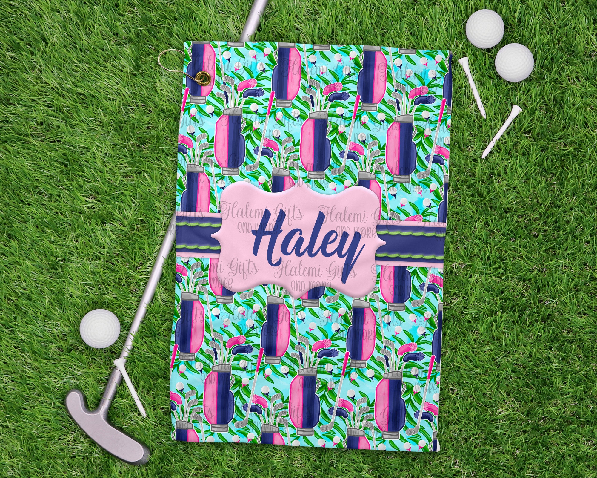 Golfers All Over Preppy Pattern Sports Golf Towel Sublimation | Etsy