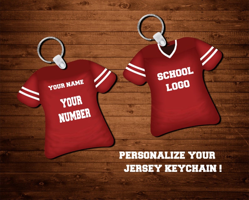 Red Football Jersey Shirt Shape Keychain Sublimation DESIGN - Etsy