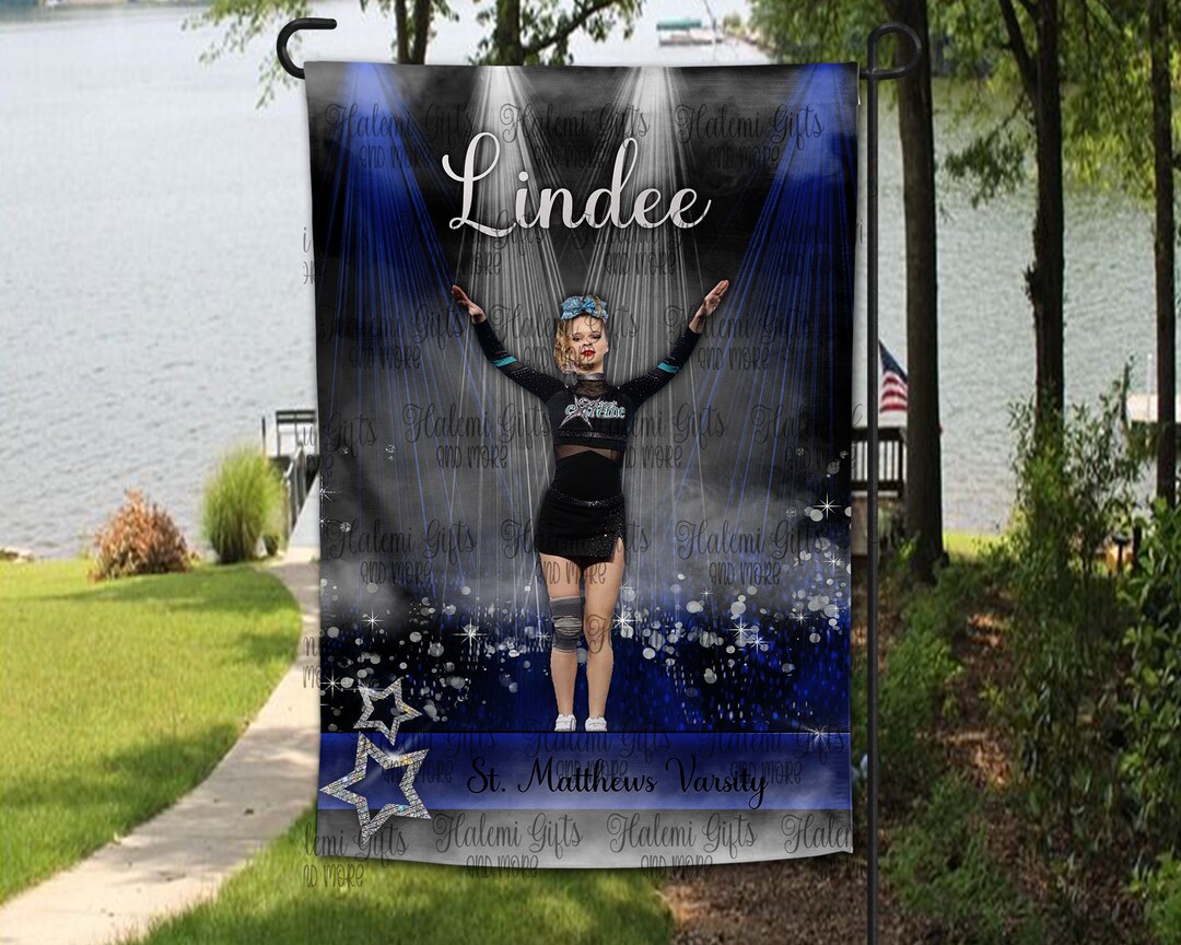 Cheering Royal Blue Garden Flag Personalize and Add Photo! DESIGN ONLY ...