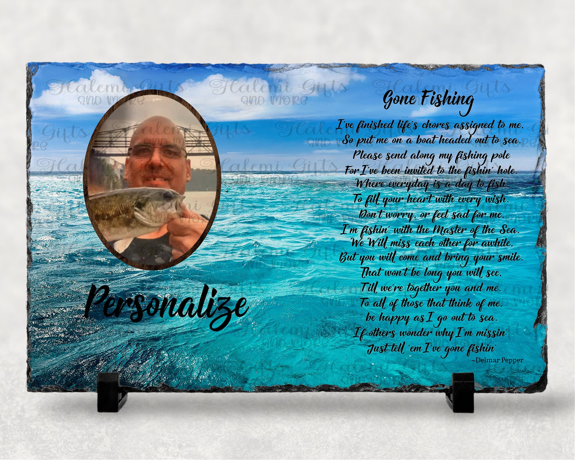 Gone Fishing Ocean Memorial DESIGN ONLY Digital Download Large Slate ...
