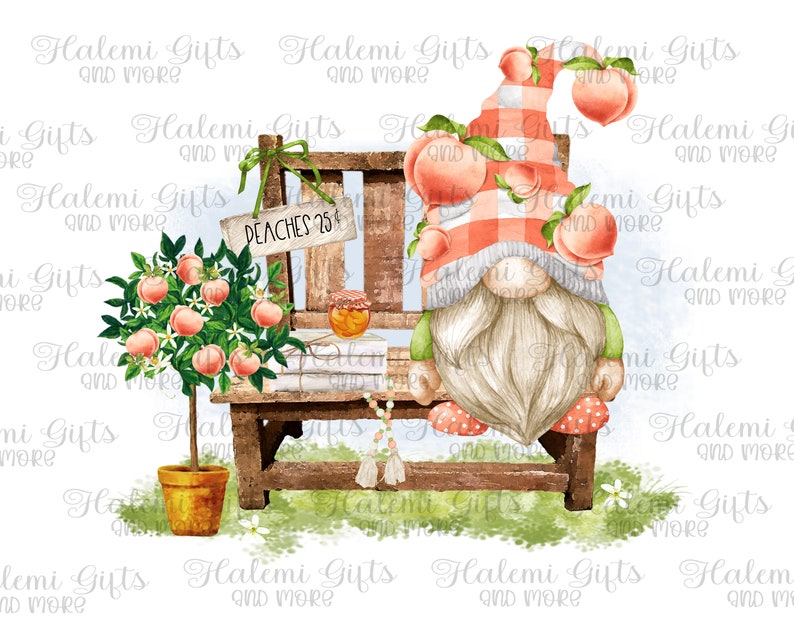 Peaches Gnome Bench Farmhouse DESIGN ONLY Sublimation Digital - Etsy