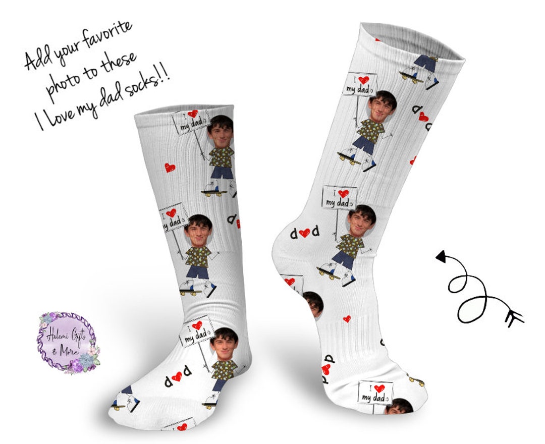 Custom I Love My Dad Boy Photo Socks, DIGITAL DOWNLOAD TEMPLATE Socks ...