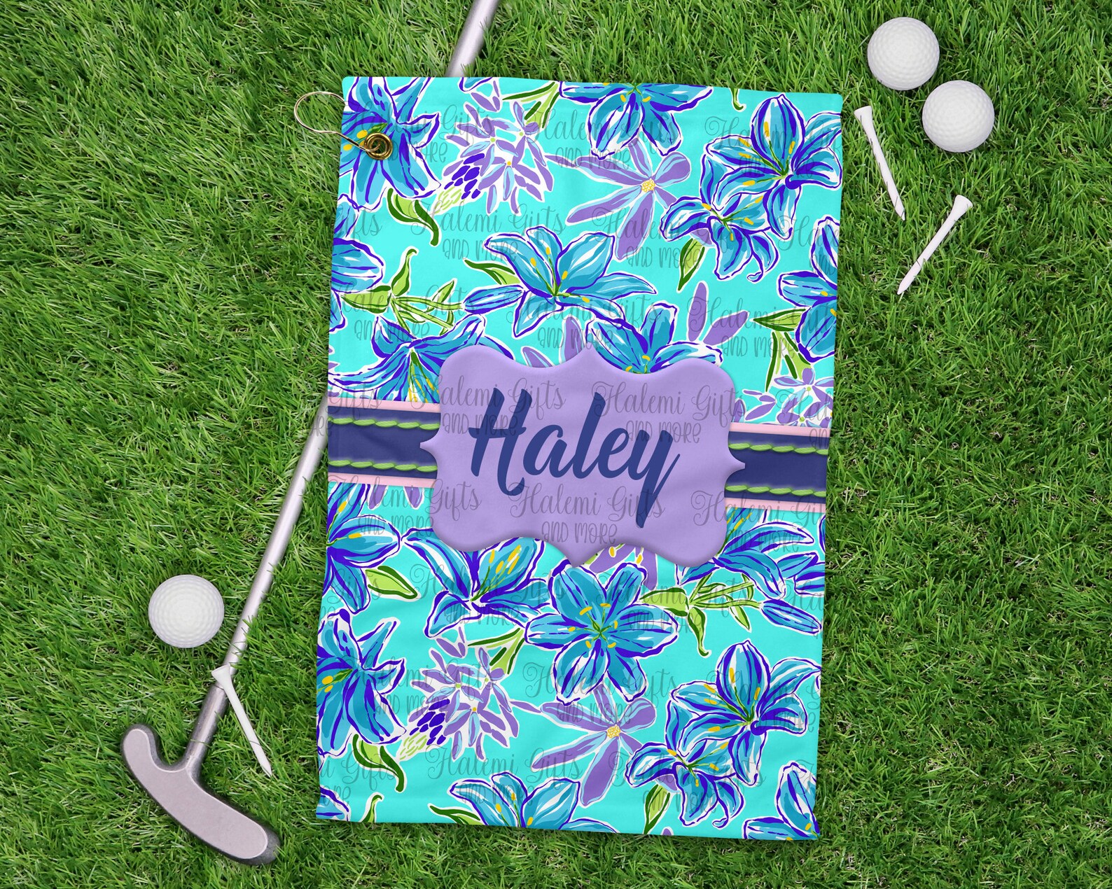 Golfers Blue and Purple Preppy Pattern Sports Golf Towel | Etsy