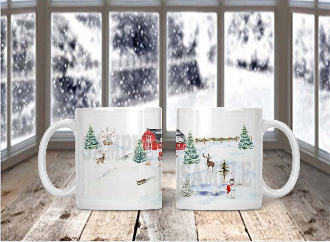 Christmas Farmhouse Winter Barn Scene Personalize Coffee Mug DESIGN ...
