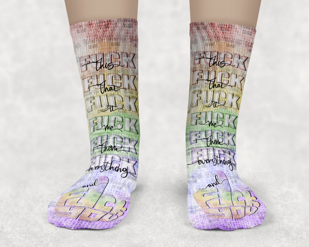 Mature Colorful F Word Socks, DIGITAL DOWNLOAD TEMPLATE Photo Socks ...