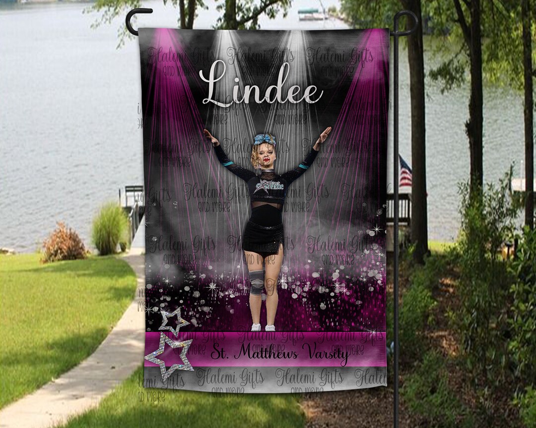 Cheer Cheering Pink Garden Flag Personalize and Add Photo! DESIGN ONLY ...