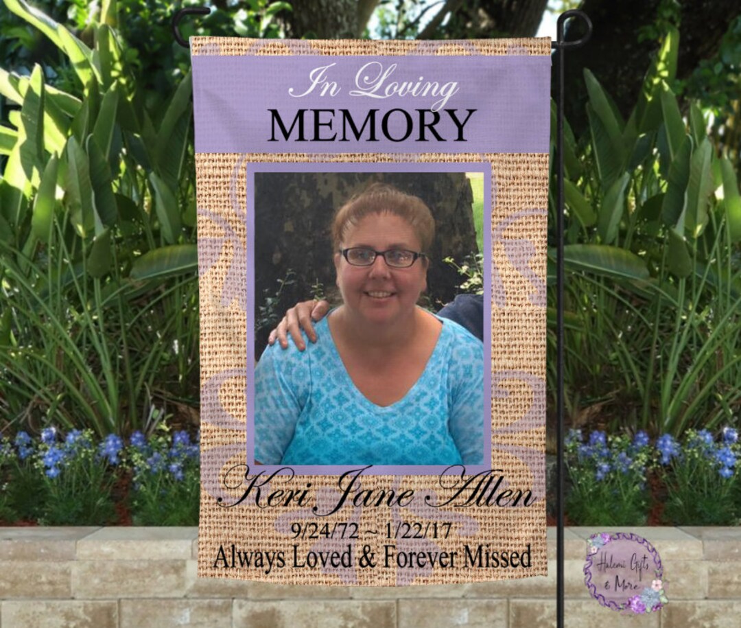 In Loving Memory Purple Memorial Garden Flag Custom for Photo DIGITAL ...