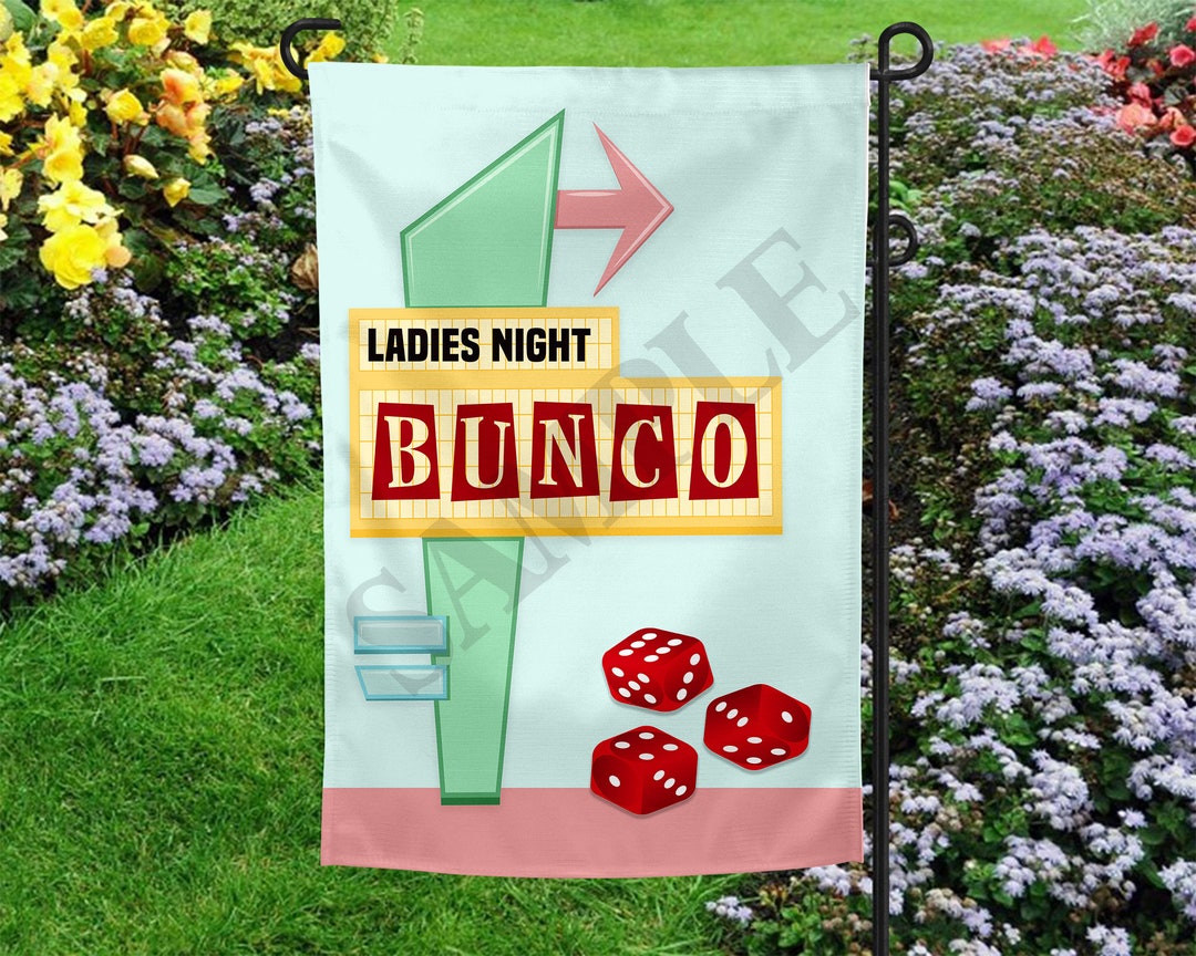 Bunco Ladies Night Retro Garden Flag Design SUBLIMATION DIGITAL ...