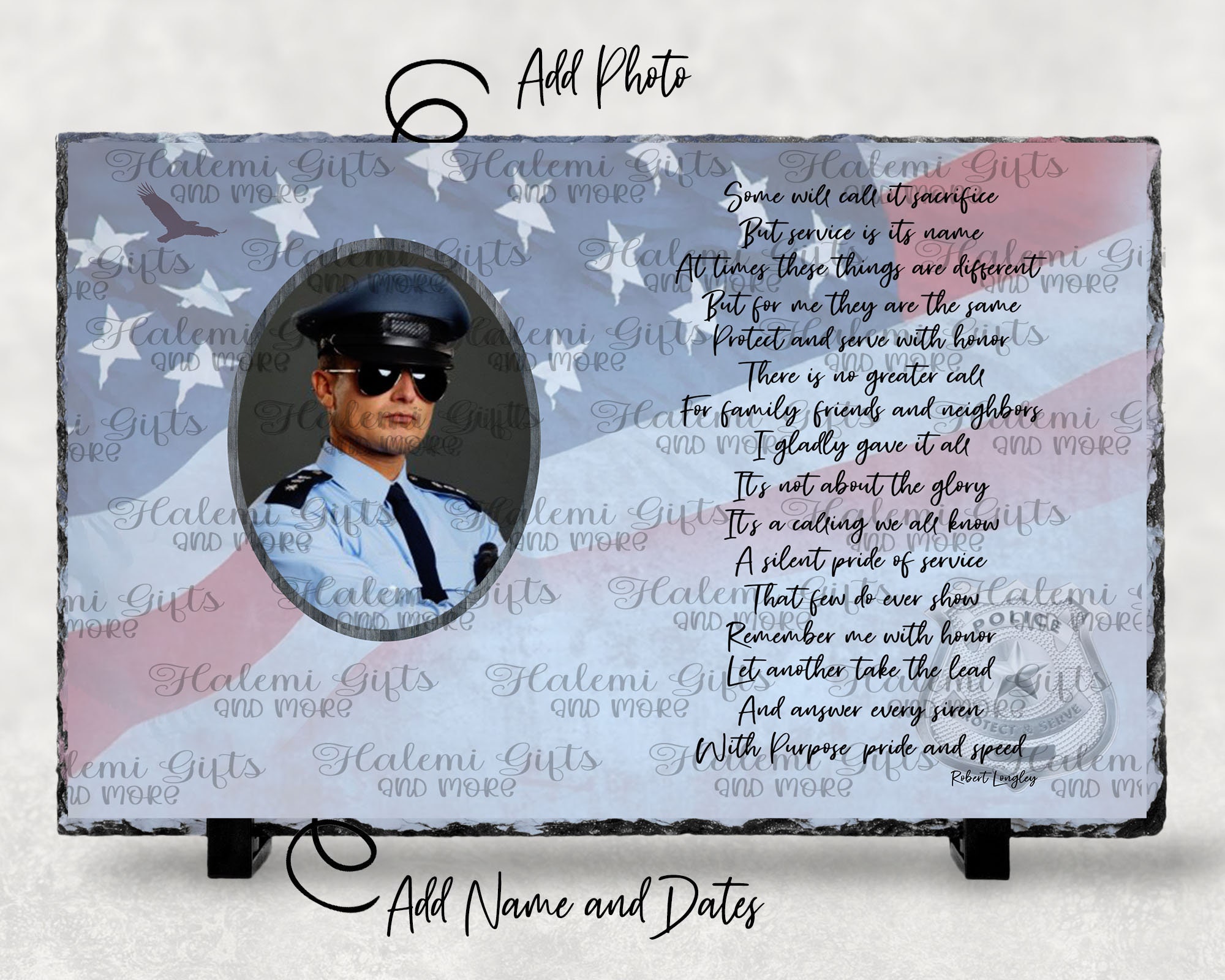 Police Memorial Photo Slate DESIGN ONLY Digital Download Large | Etsy