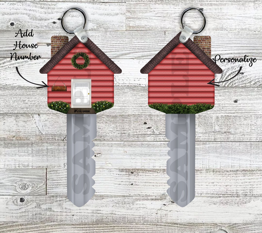 Red House With Brown Roof House Key, Keychain SUBLIMATION DIGITAL ...