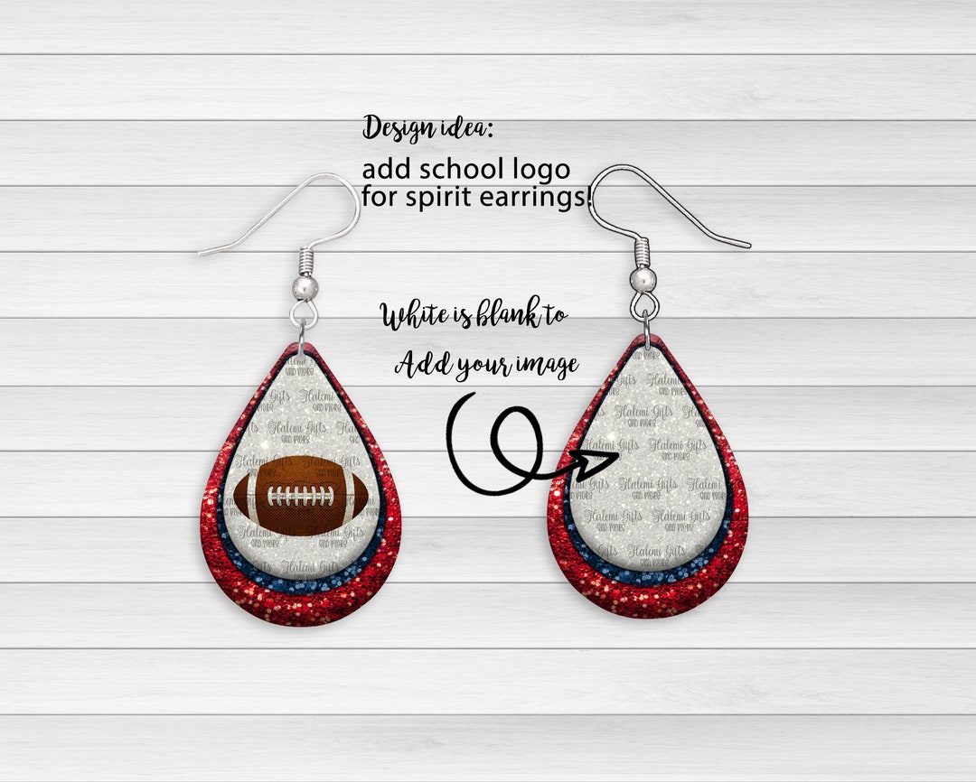Red and Navy Faux Glitter School Spirit Football Sports Teardrop ...