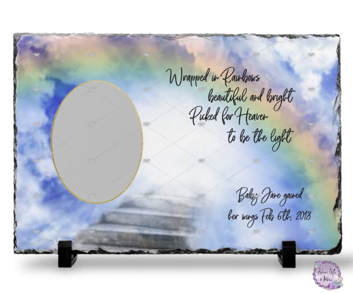 Custom Memorial Wrapped in Rainbows Infant Memorial Slate | Etsy