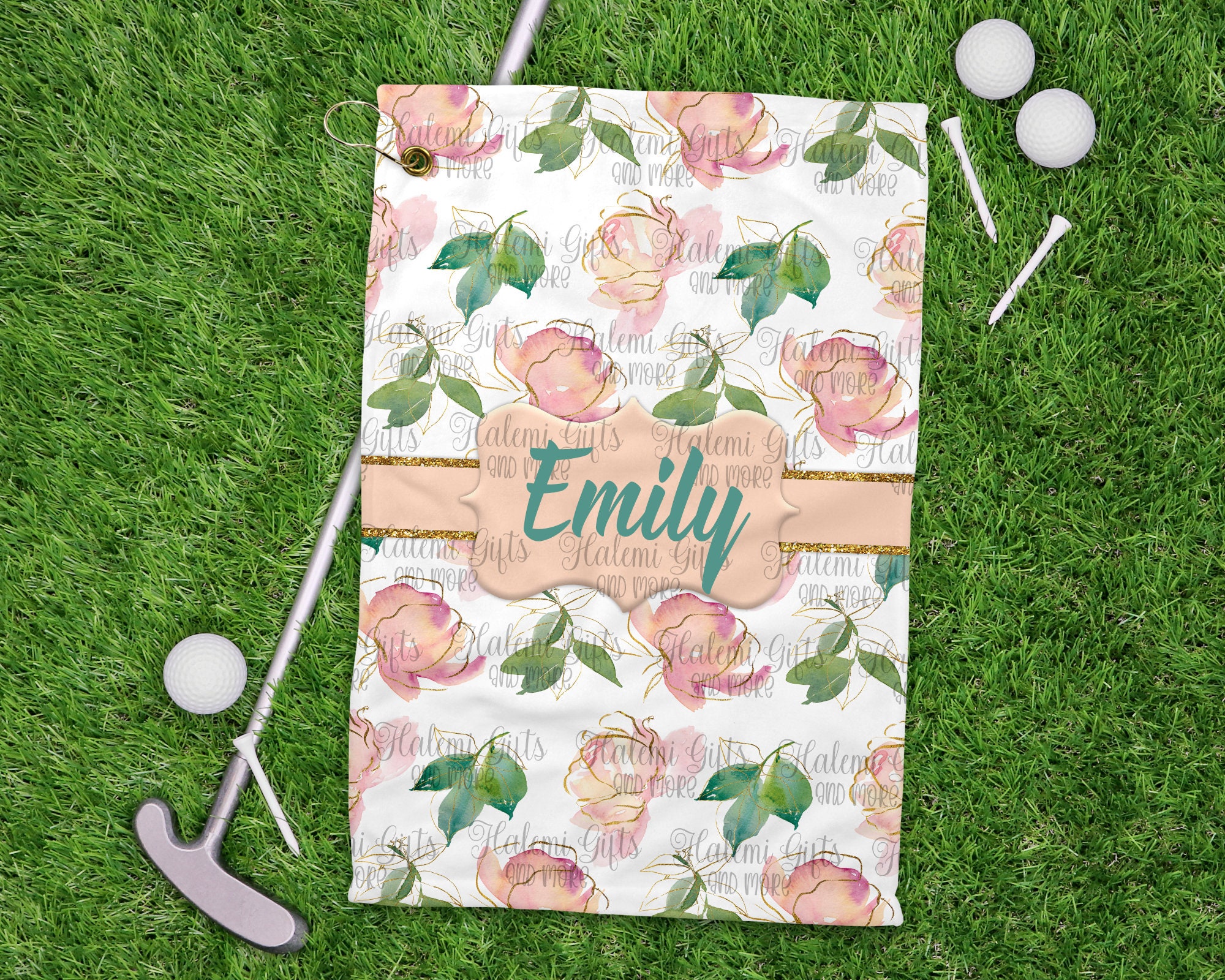Golfers Pink and Gold Pattern Sports Golf Towel Sublimation - Etsy UK