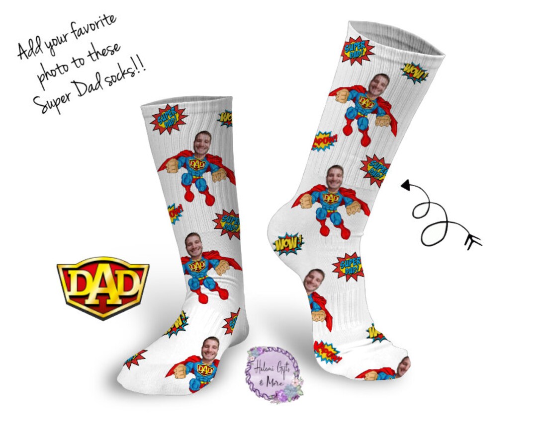 Custom Super Dad Photo Socks, DIGITAL DOWNLOAD TEMPLATE Photo Socks ...