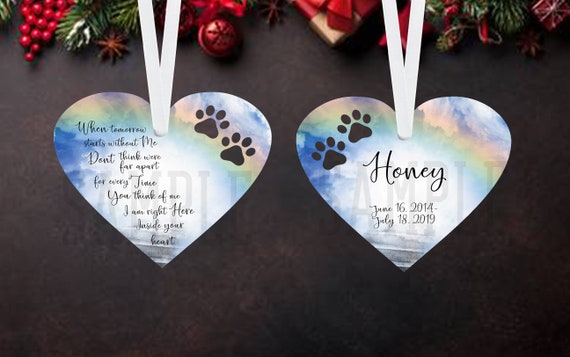 Heart Dog Paw Rainbow Bridge Memorial Ornament Design | Etsy